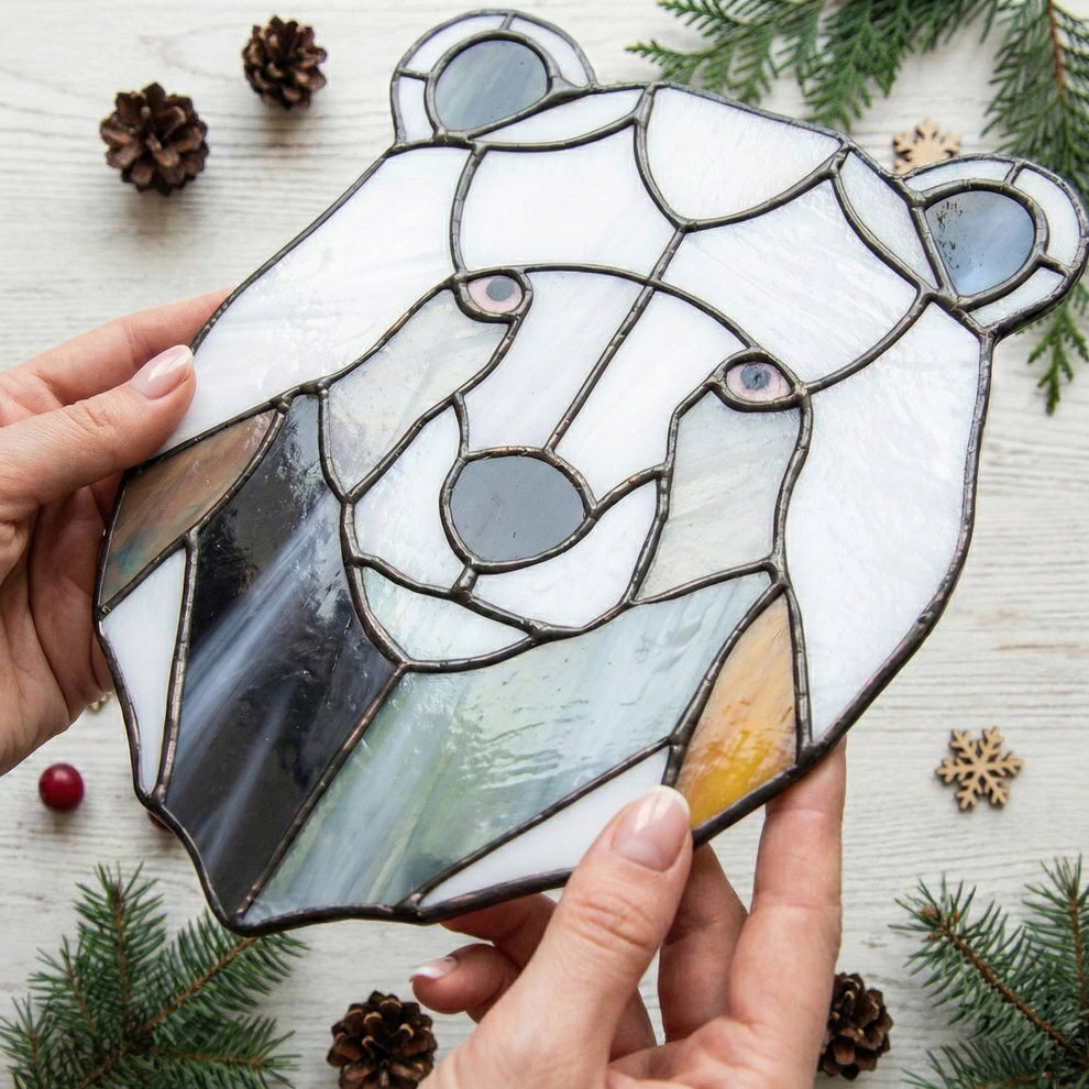Polar Bear Stained Glass Pattern - GlassyRock Arts