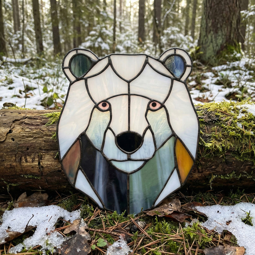 Polar Bear Stained Glass Pattern - GlassyRock Arts - GlassyRock Arts