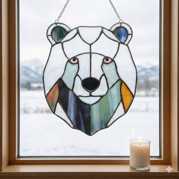 Polar Bear Stained Glass Pattern - GlassyRock Arts - GlassyRock Arts