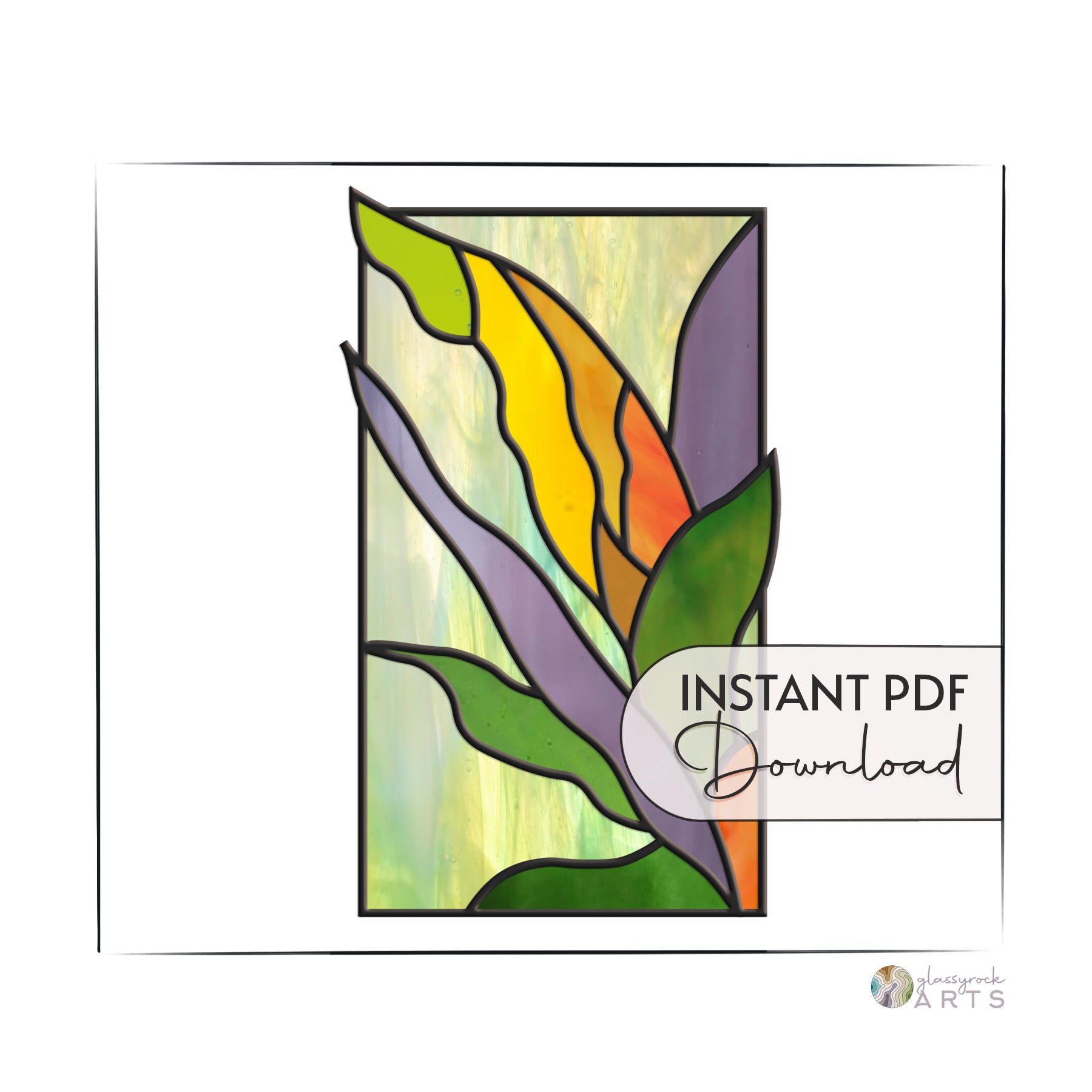 Tropical Plant Stained Glass Pattern – GlassyRock Arts