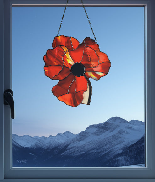 Poppy Stained Glass Flowers Pattern - GlassyRock Arts