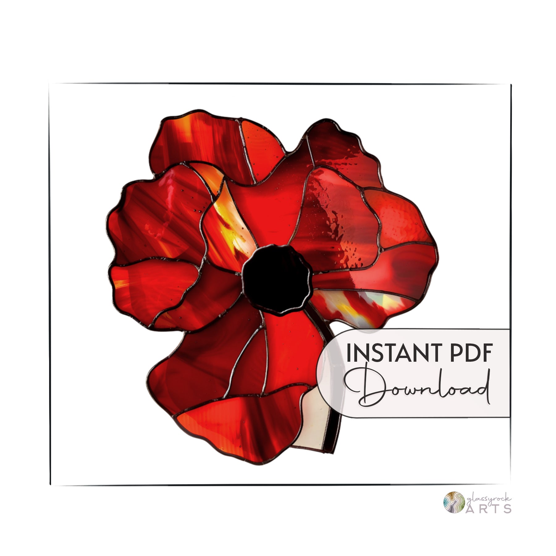 Poppy Flower Stained Glass Pattern – GlassyRock Arts