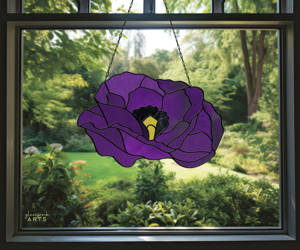 Big Flora Giant Stained Glass Poppy Pattern - GlassyRock Arts