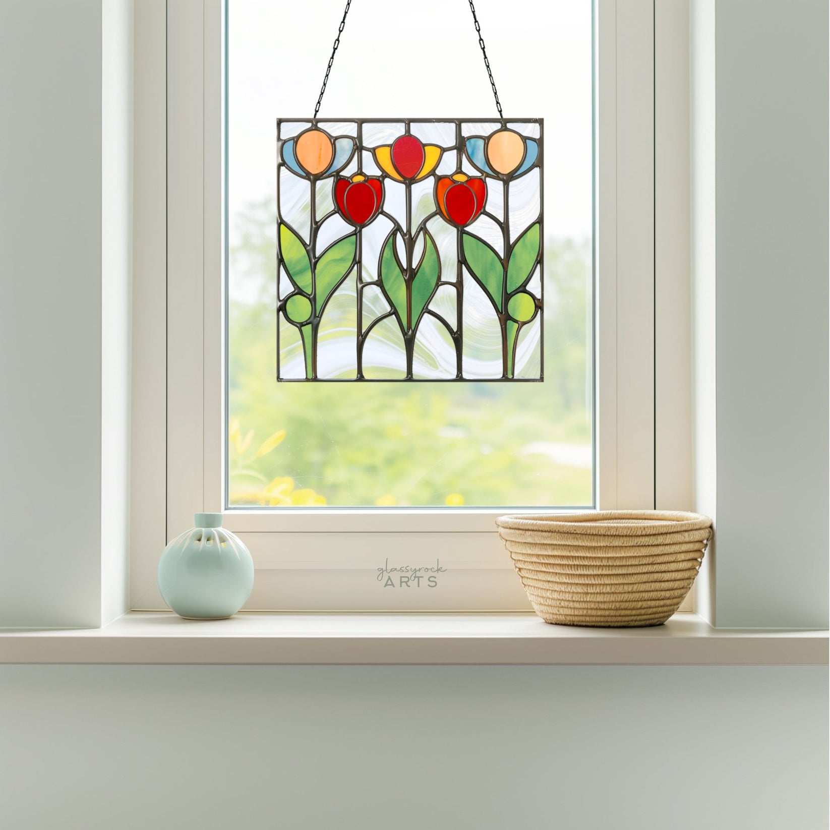 Prairie Tulips Stained Glass Flowers Pattern - GlassyRock Arts