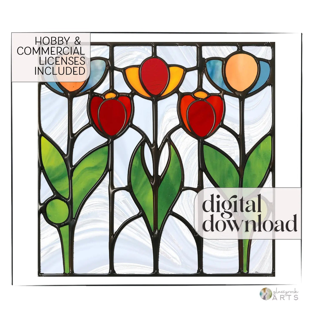 Stained Glass Flower Patterns and Templates from GlassyRock Arts