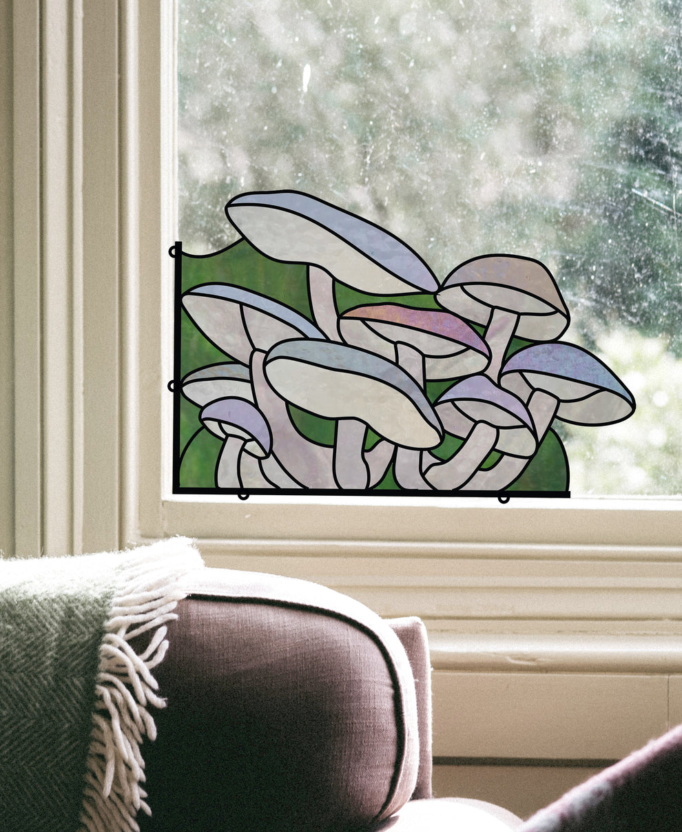 Mushroom Corner Stained Glass Pattern - GlassyRock Arts