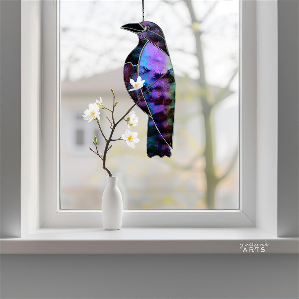 Raven Stained Glass Pattern - GlassyRock Arts