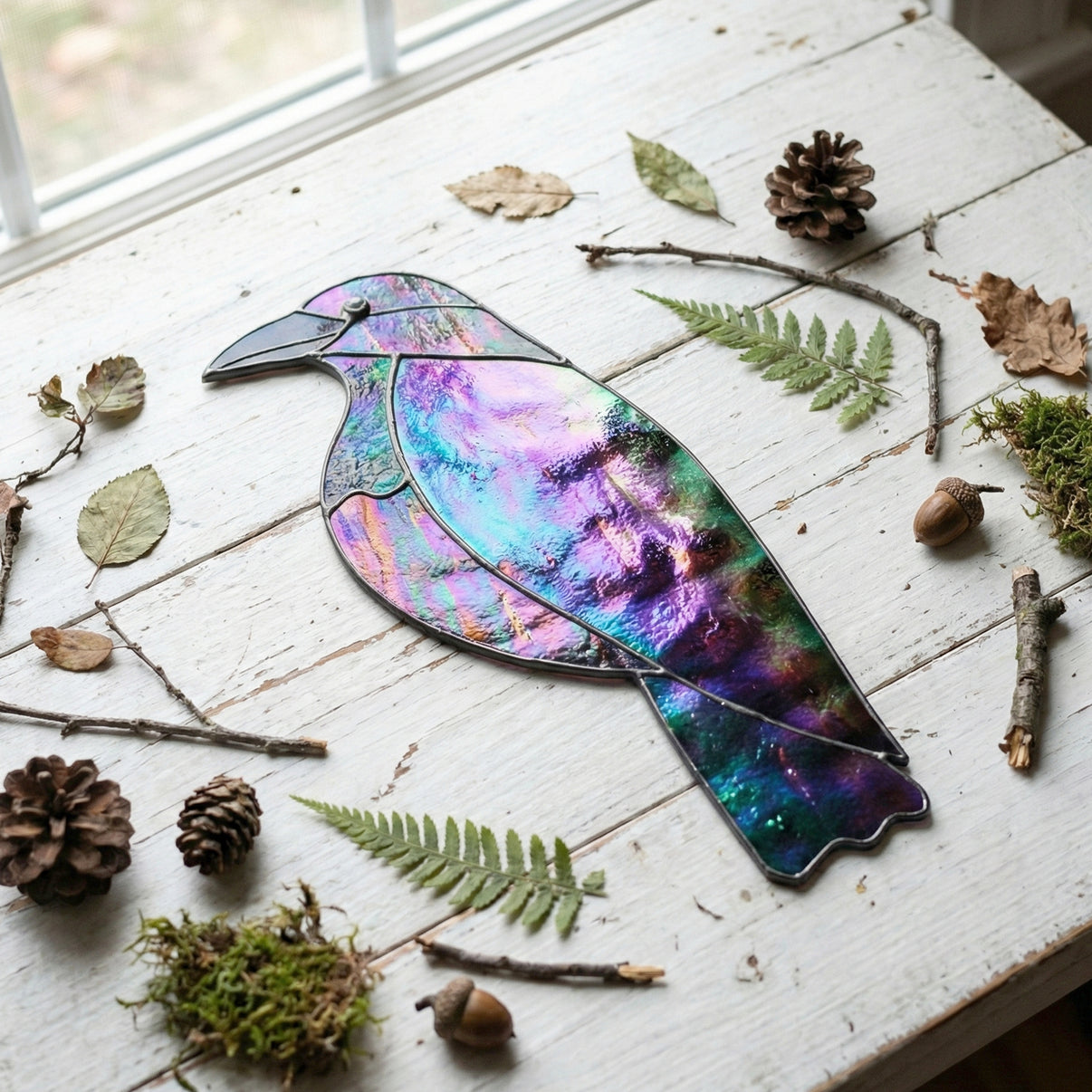Raven Stained Glass Pattern - GlassyRock Arts - GlassyRock Arts