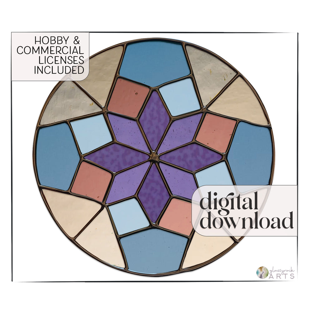 Geometric Rose Window Stained Glass Pattern plus PNG – GlassyRock Arts