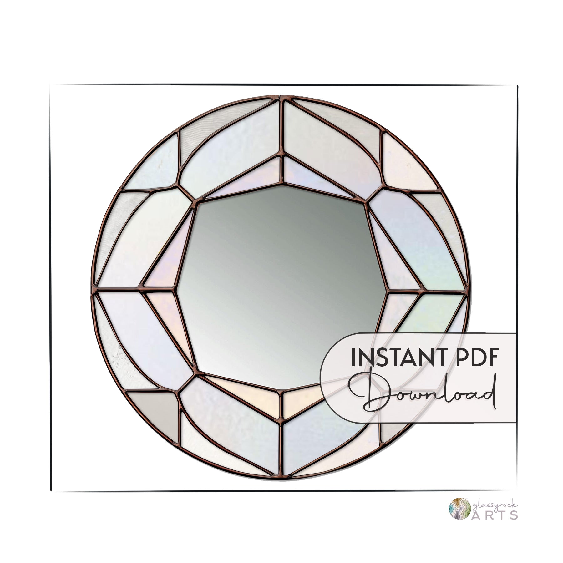 Round Diamond Mirror Stained Glass Pattern – GlassyRock Arts