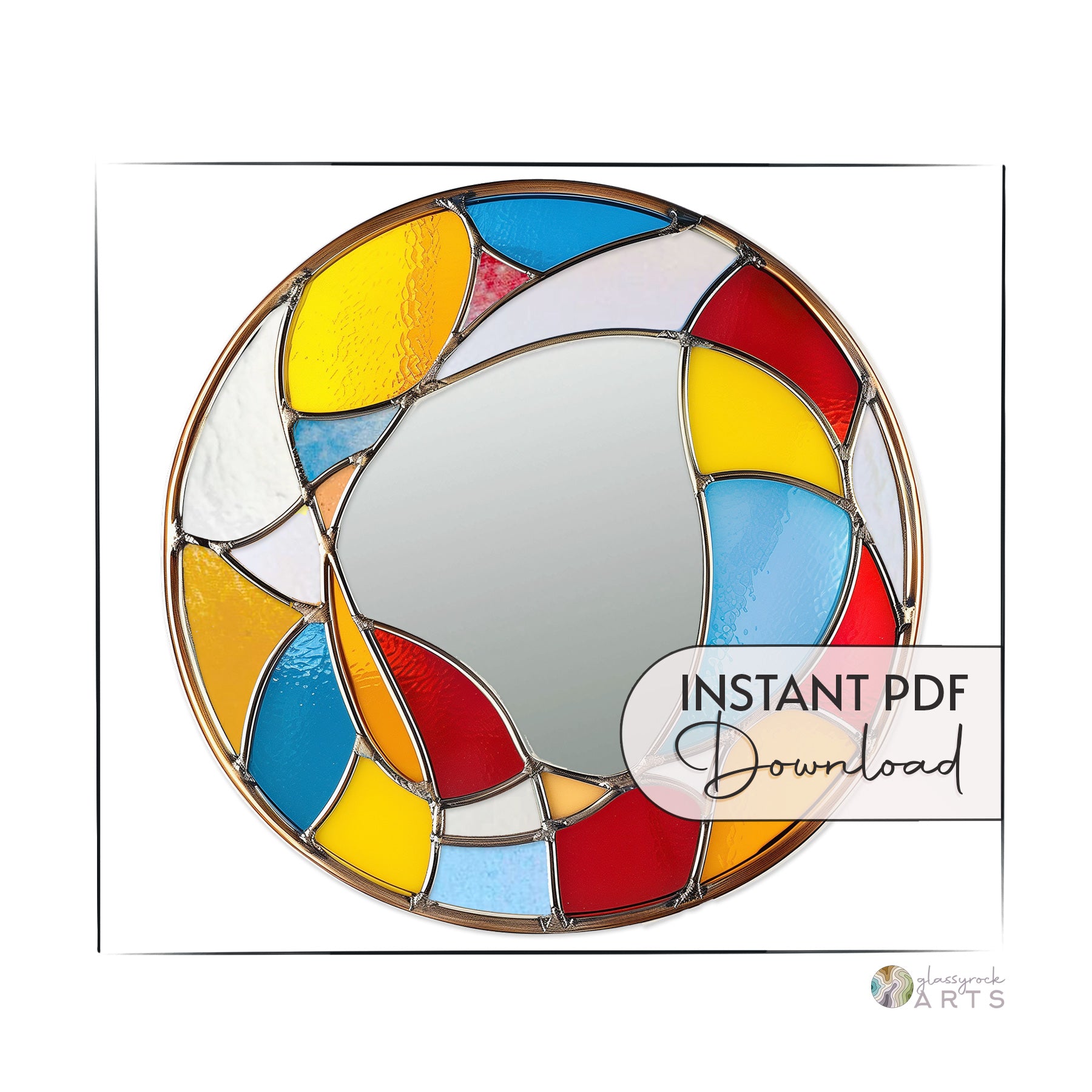 Round Organic Mirror Abstract Stained Glass Pattern – GlassyRock Arts