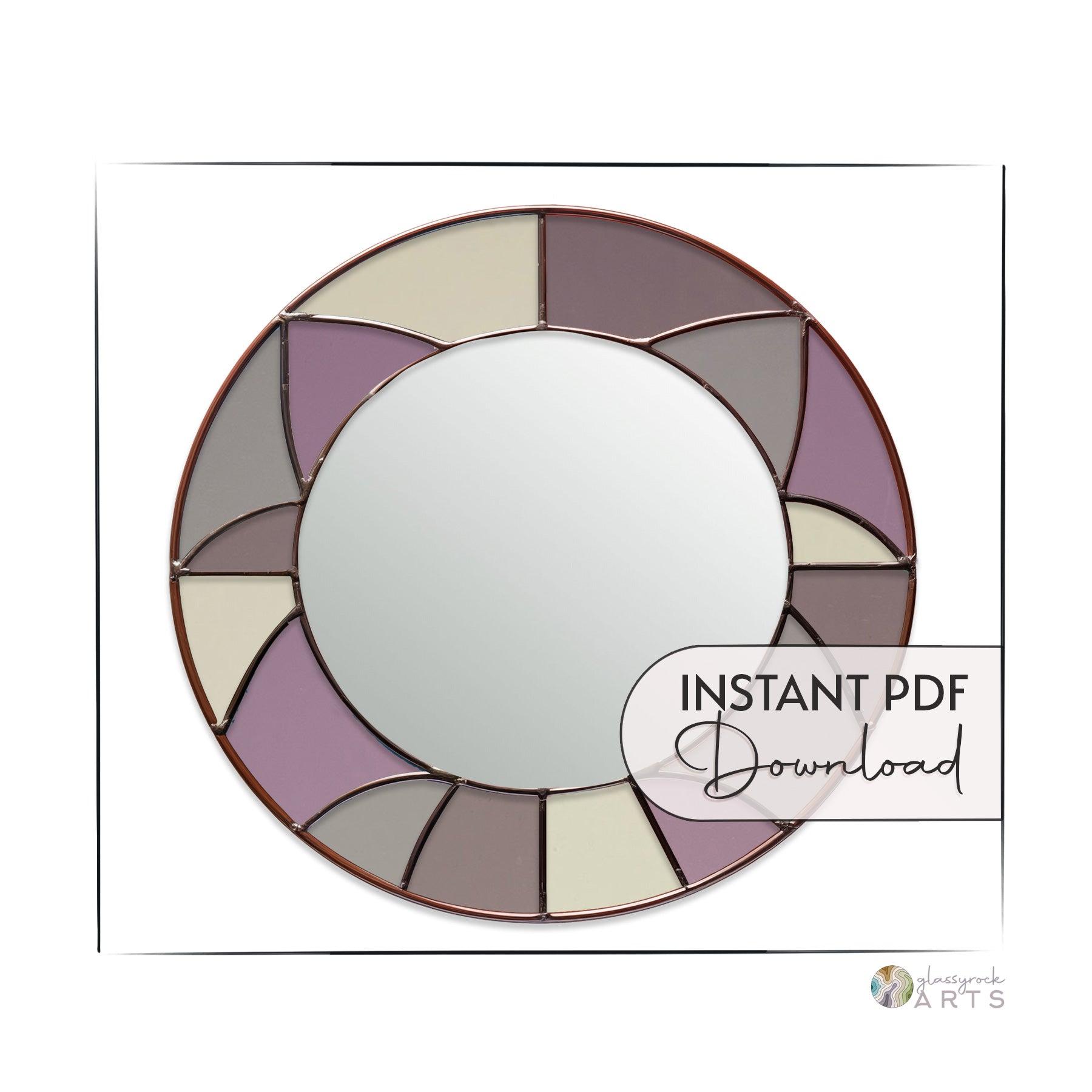Round Geometric Mirror Stained Glass Pattern – GlassyRock Arts
