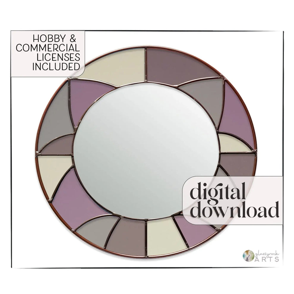 Round Geometric Mirror Stained Glass Pattern - GlassyRock Arts