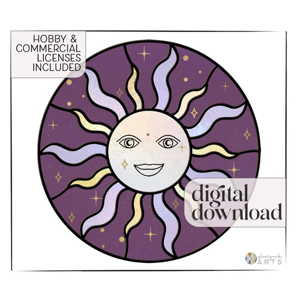 Sacred Sun Stained Glass Pattern - GlassyRock Arts - GlassyRock Arts