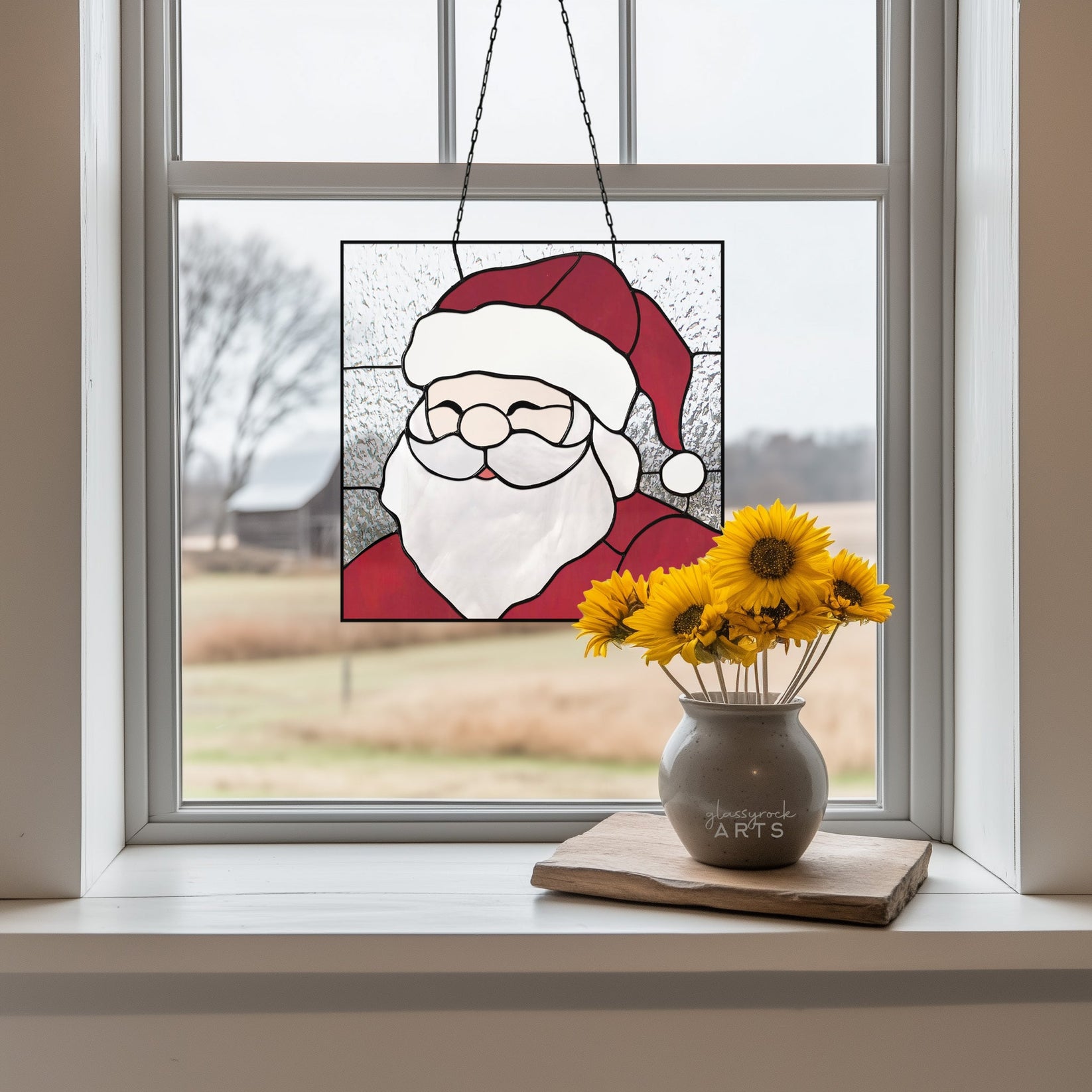 Santa Claus Stained Glass Pattern - GlassyRock Arts