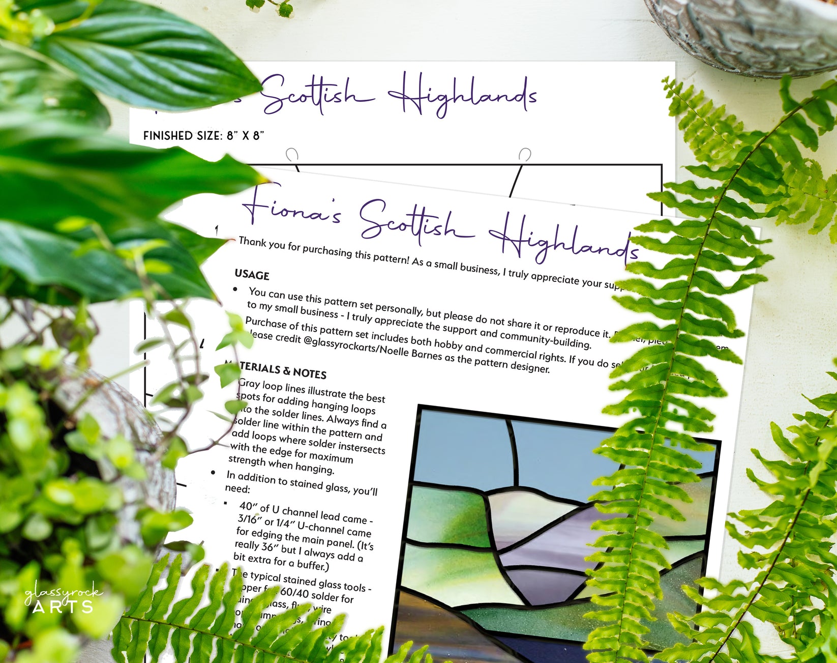Scottish Highlands Beginner Landscape Stained Glass Pattern ...