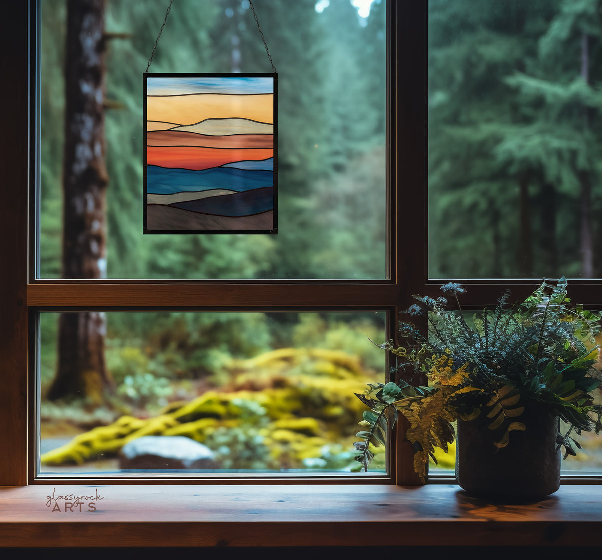 Mountain Landscape Stained Glass Pattern – GlassyRock Arts