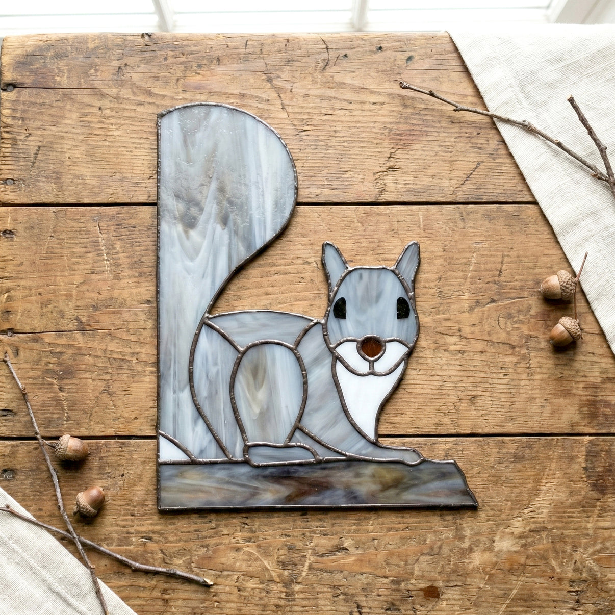 Squirrel Stained Glass Pattern - GlassyRock Arts