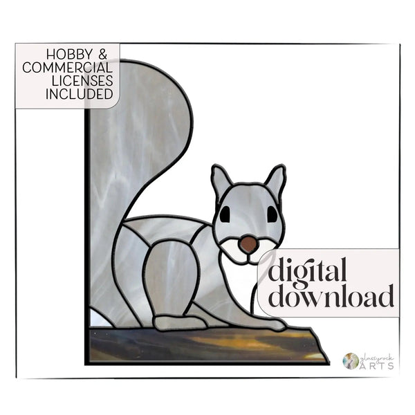 Squirrel Stained Glass Pattern - GlassyRock Arts