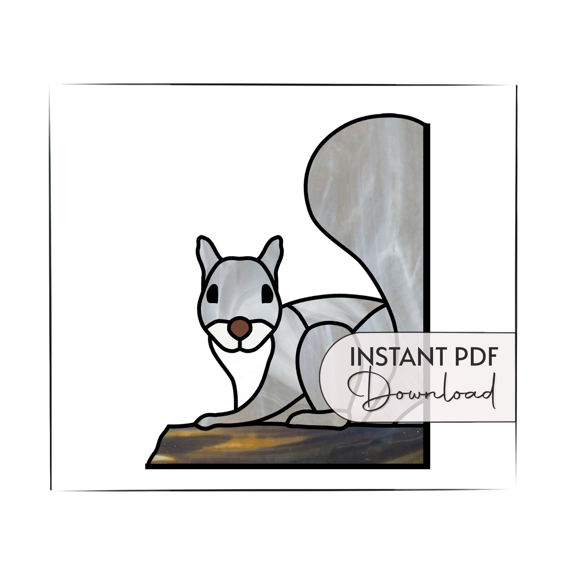 Squirrel Stained Glass Pattern – GlassyRock Arts