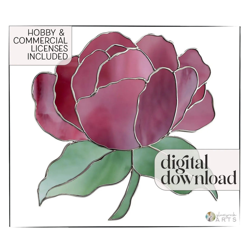 Summer Rose Stained Glass Pattern - GlassyRock Arts