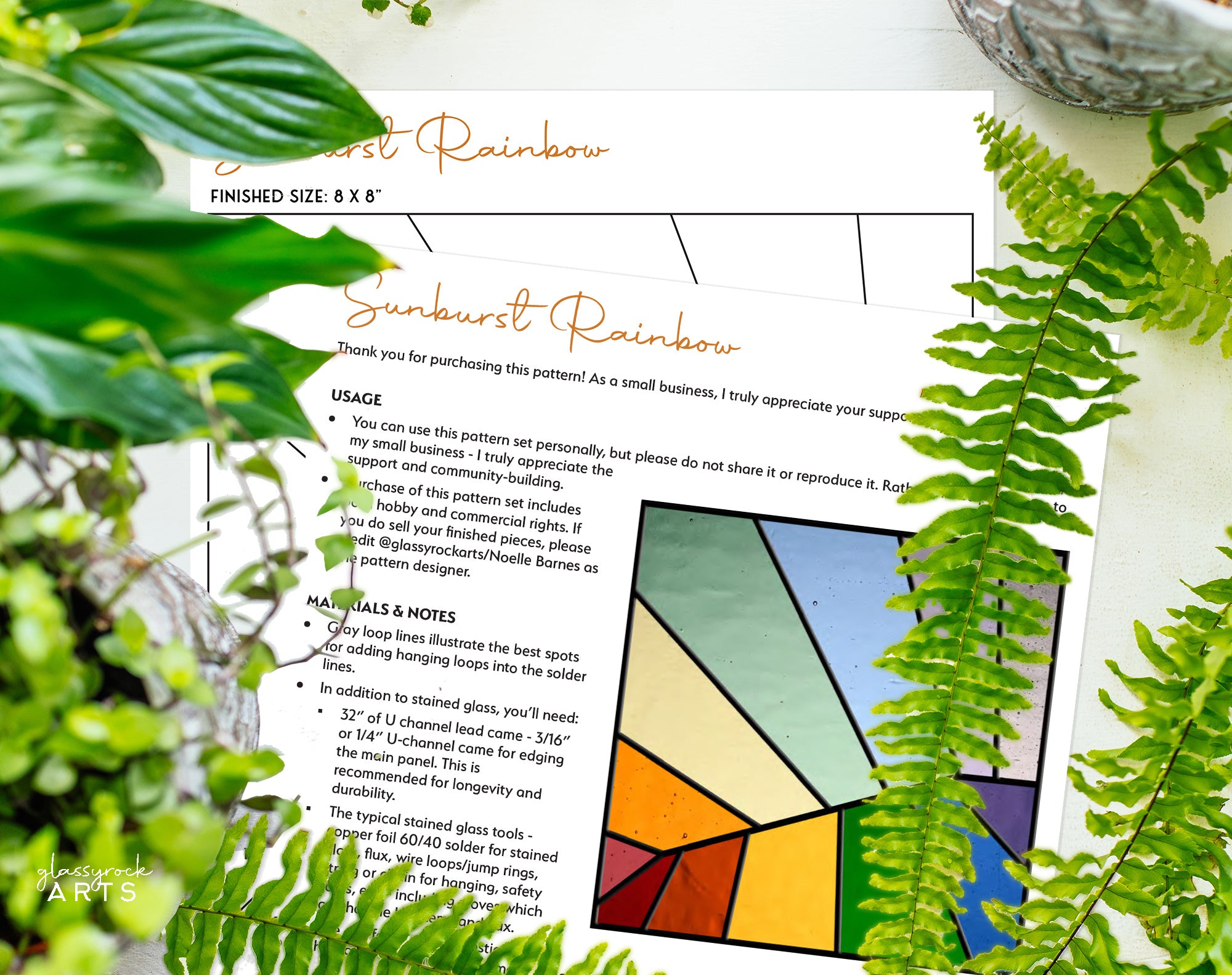 Beginner Rainbow Stained Glass Pattern – GlassyRock Arts