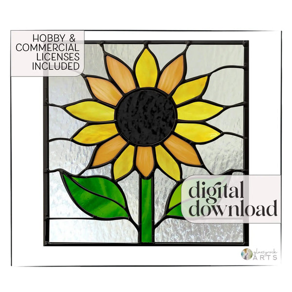 Sunflower Stained Glass Pattern - GlassyRock Arts