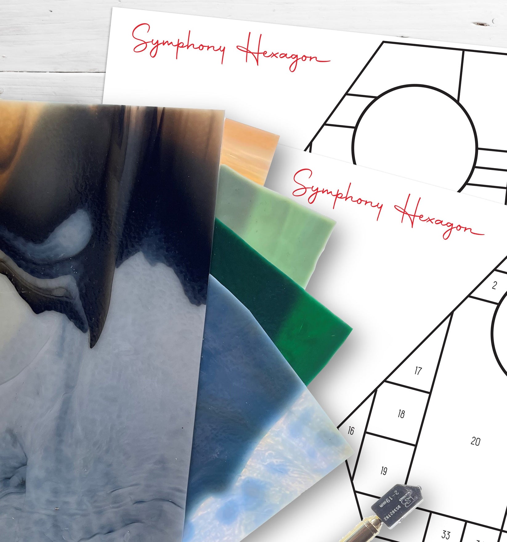 Symphony Hexagon Stained Glass Pattern - GlassyRock Arts