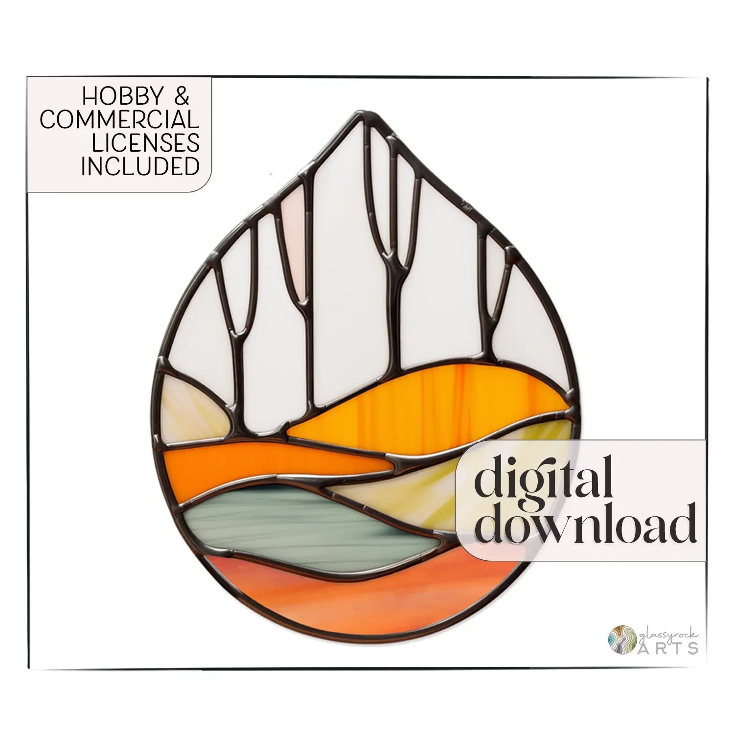 Forest Stained Glass Teardrop Pattern - GlassyRock Arts