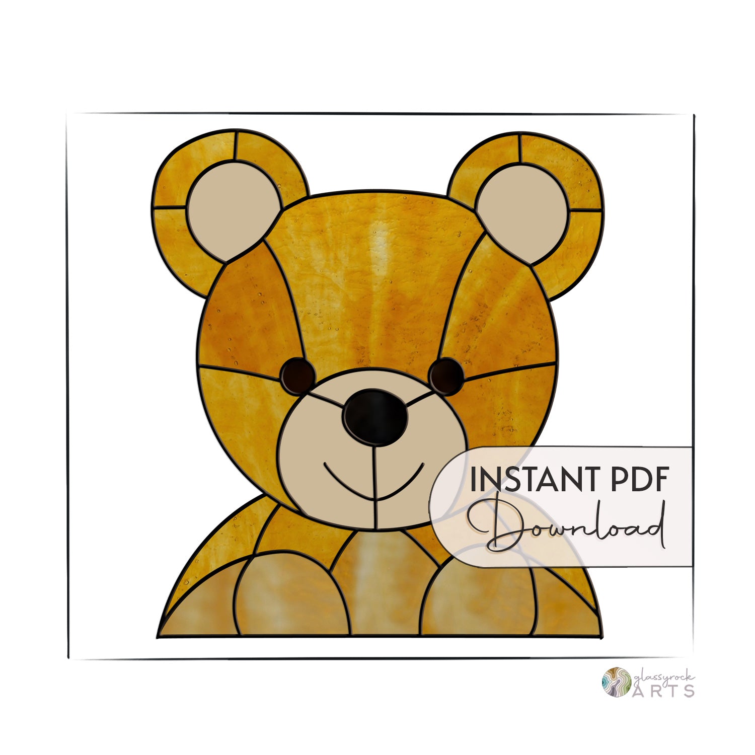 Teddy Bear Stained Glass Pattern – GlassyRock Arts