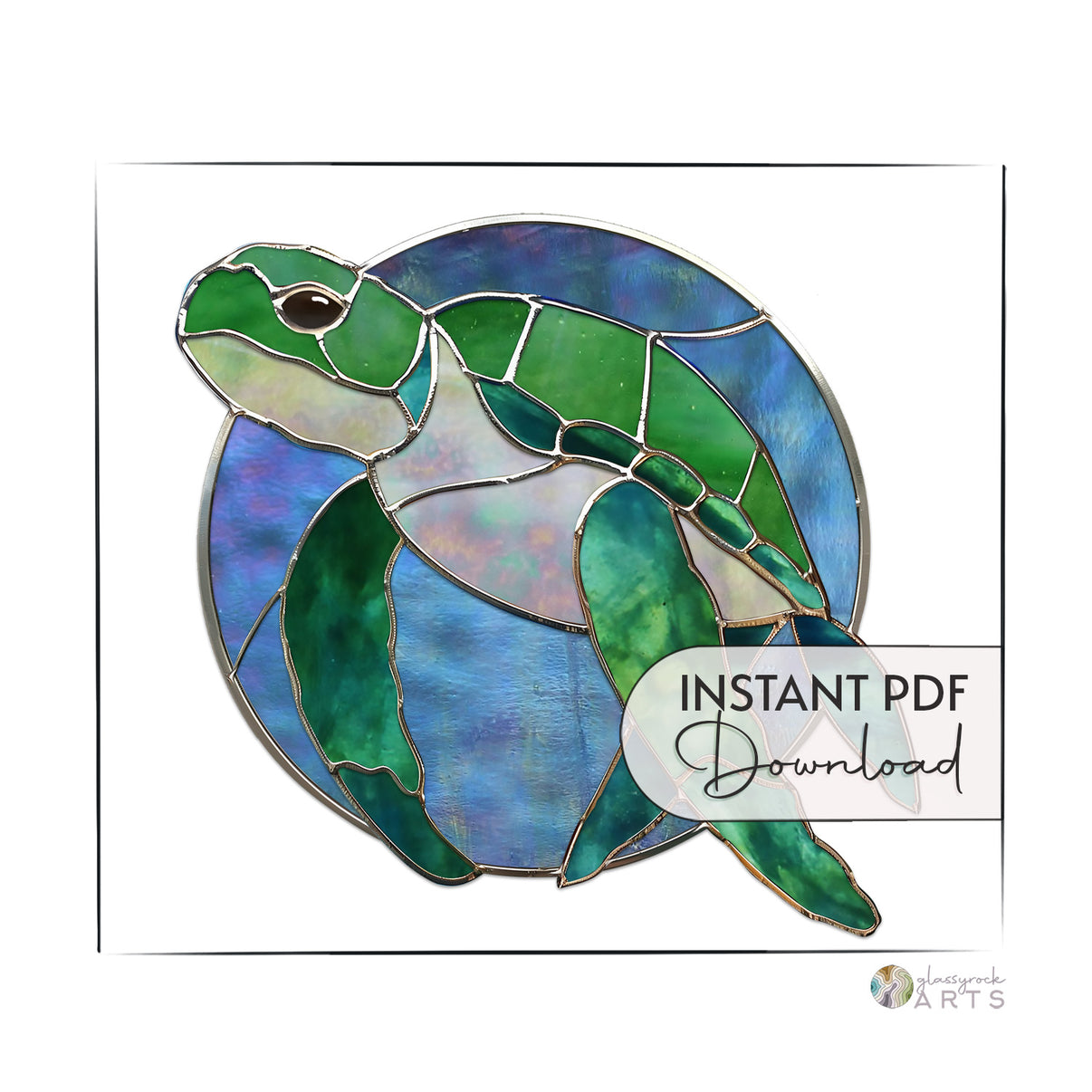 Round Stained Glass Turtle Pattern – GlassyRock Arts