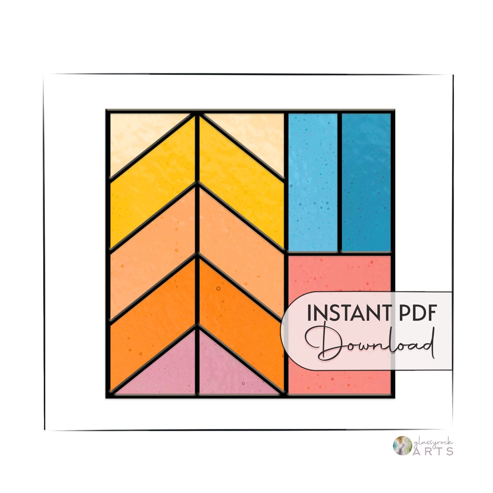 Minimalist Beginner Geometric Stained Glass Pattern – GlassyRock Arts