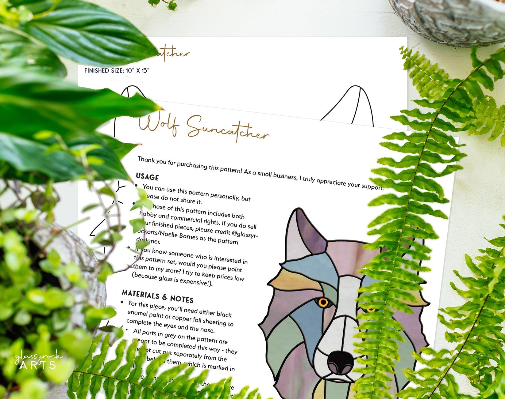 Wolf Stained Glass Pattern - GlassyRock Arts